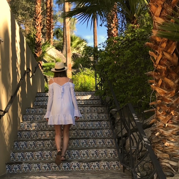 re:named | Dresses | Renamed Striped Blue Off Shoulder Sundress With ...